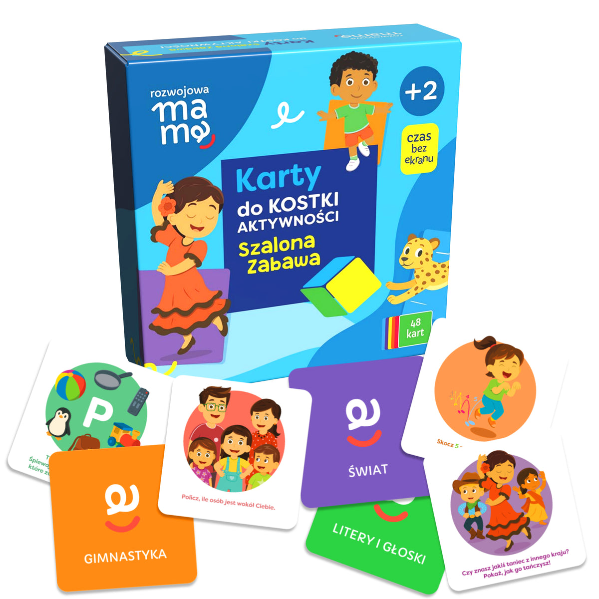 Karty do kostki aktywności - szalona zabawa 2+ – Rozwojowa Mama